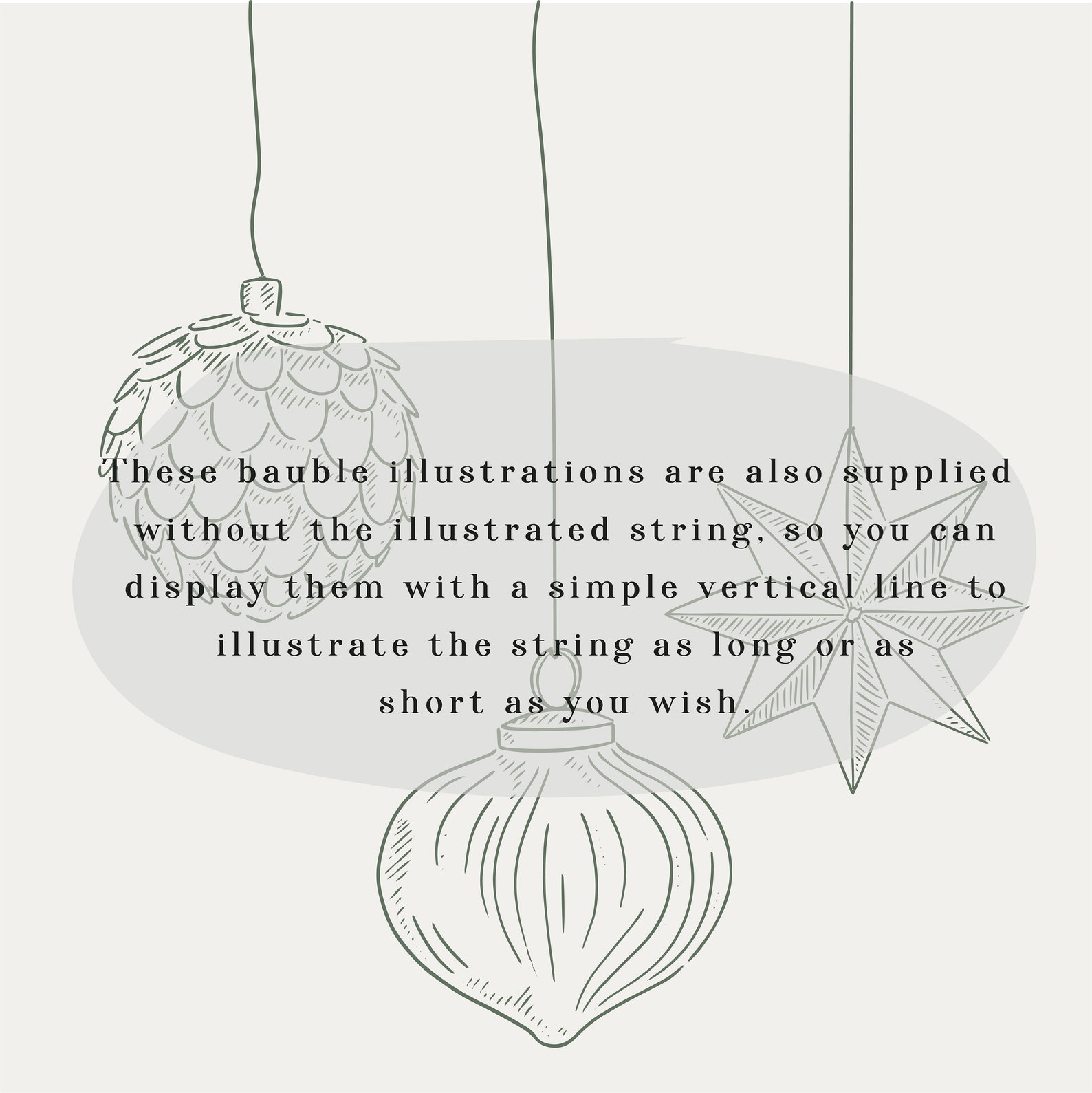 Christmas Bauble Illustrations, Instant Download Line Drawings PNG, 20 ...