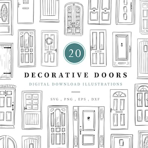 Hand Drawn Doors Digital Download, Png, Svg, Dxf & Eps Files ...