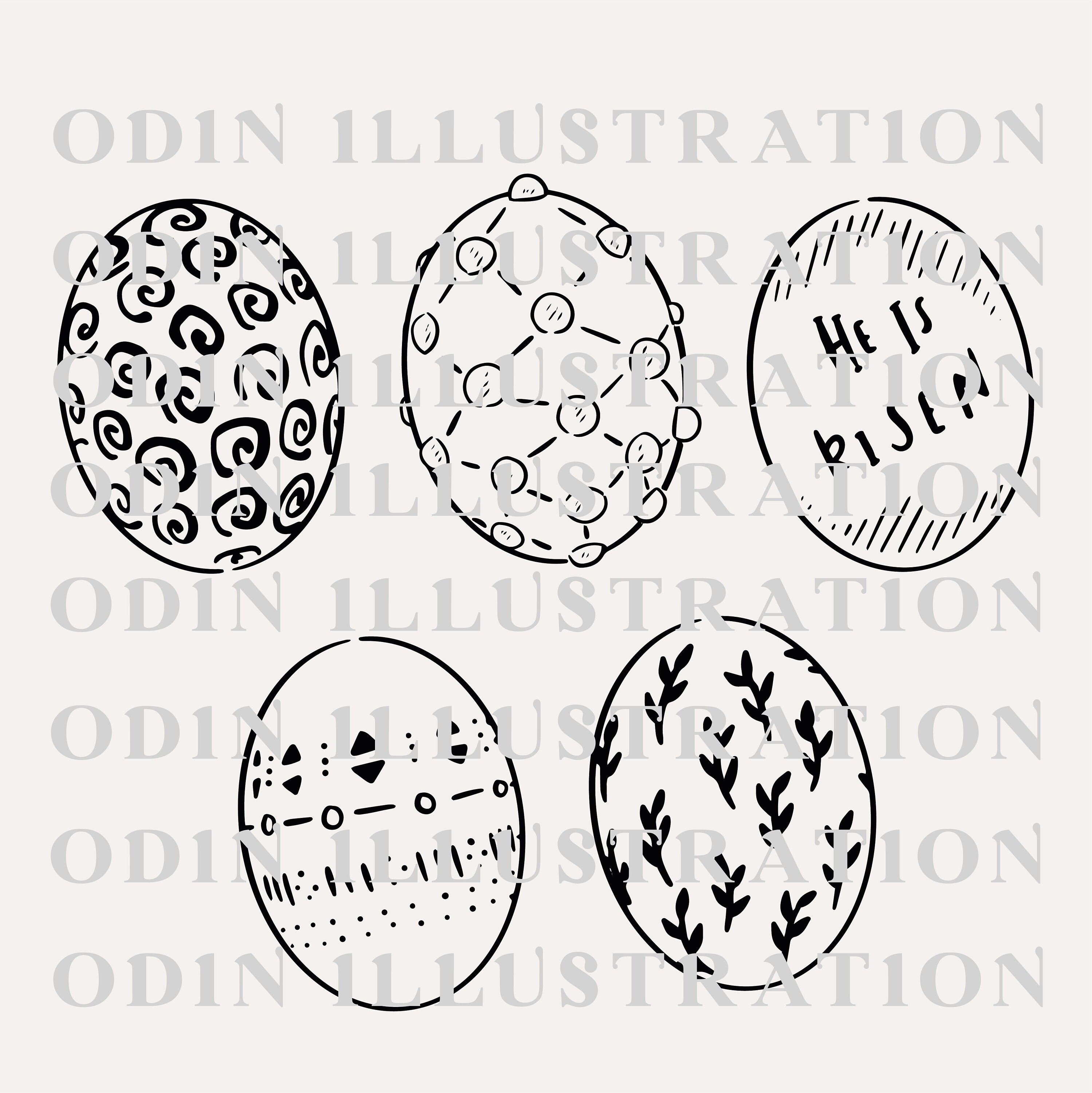 Easter Eggs Clipart, Black and White Instant Download for Commercial ...