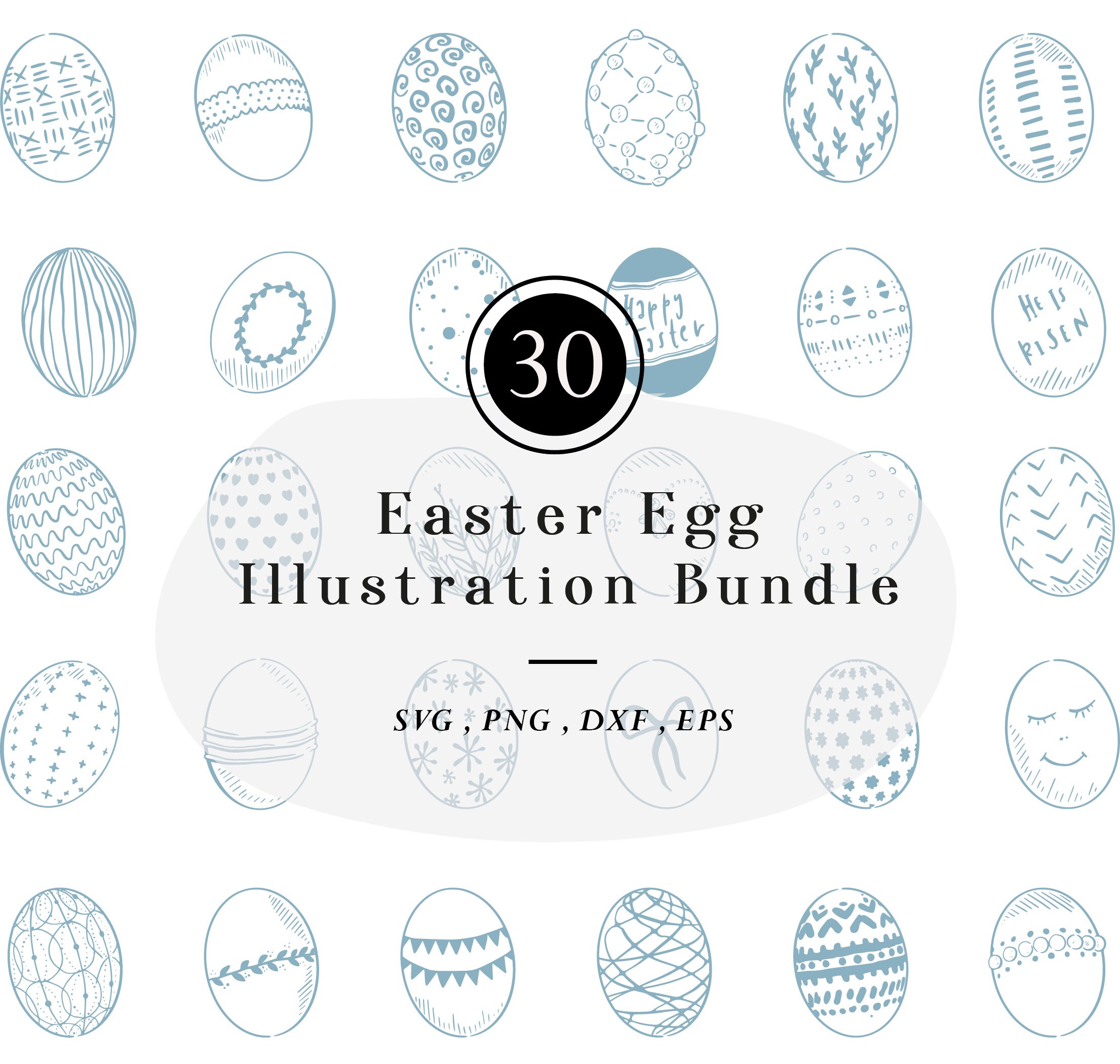 Easter Eggs Clipart, Black and White Instant Download for Commercial ...