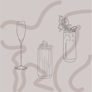 Simple Cocktail Illustrations, Digital Download, Line Drawn Clip Art ...