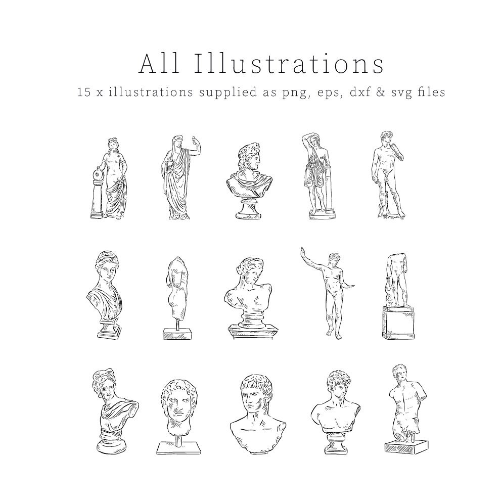 Greek Statues, Busts Digital Download, Png, Dxf, Svg & Eps File ...