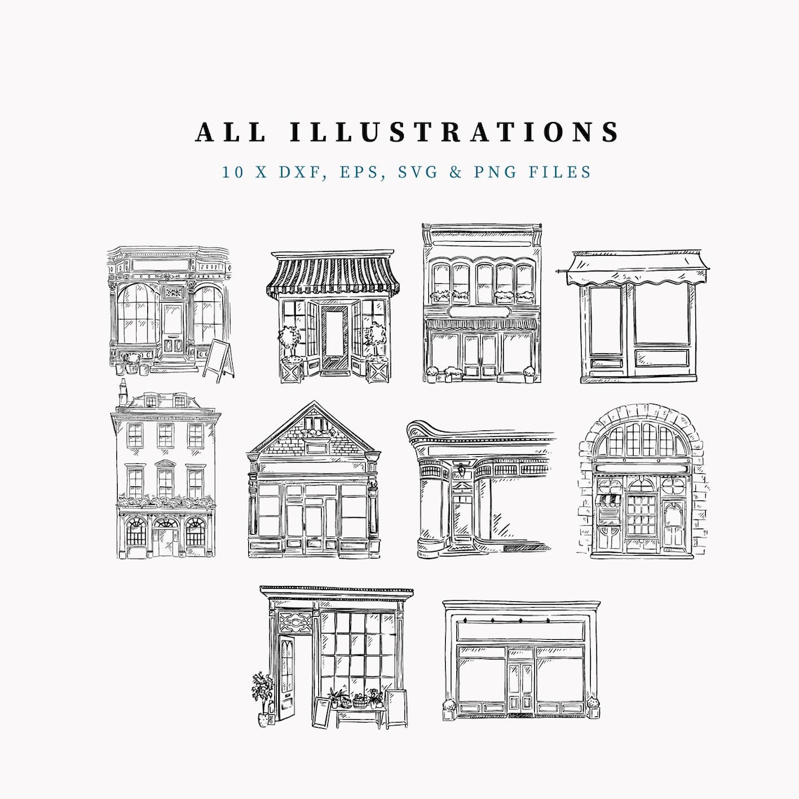 Shop Front Illustrations, Digital Download Buildings, Line Drawn Clip ...