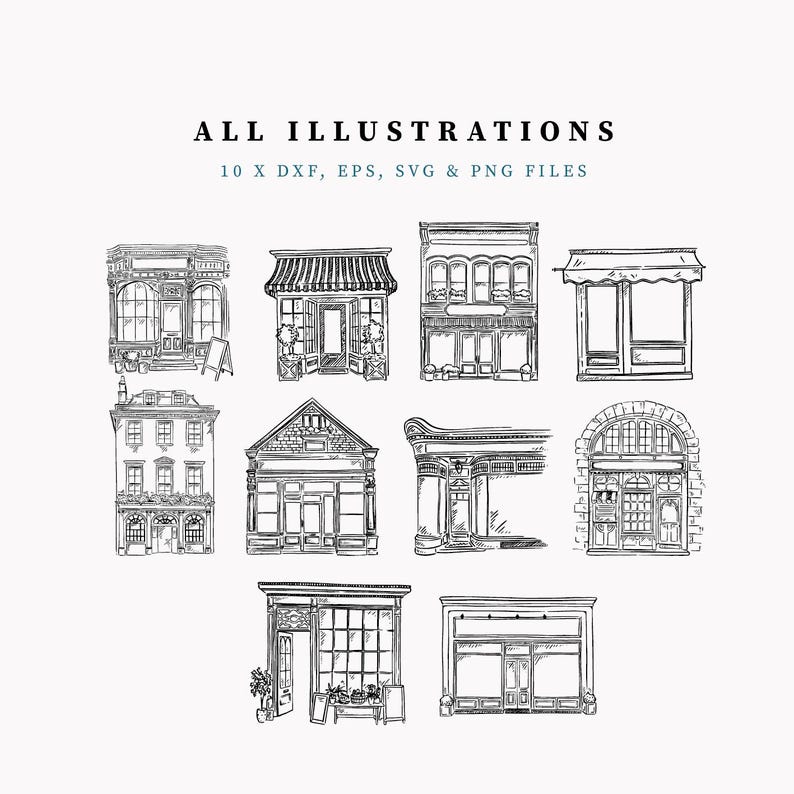 Shop Front Illustrations, Digital Download Buildings, Line Drawn Clip ...