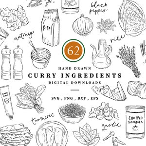 Curry Ingredient Clipart, 62 Svg, Png & Eps Files at 300 Dpi, Hand ...