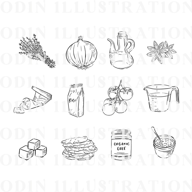 Curry Ingredient Clipart, 62 Svg, Png & Eps Files at 300 Dpi, Hand ...