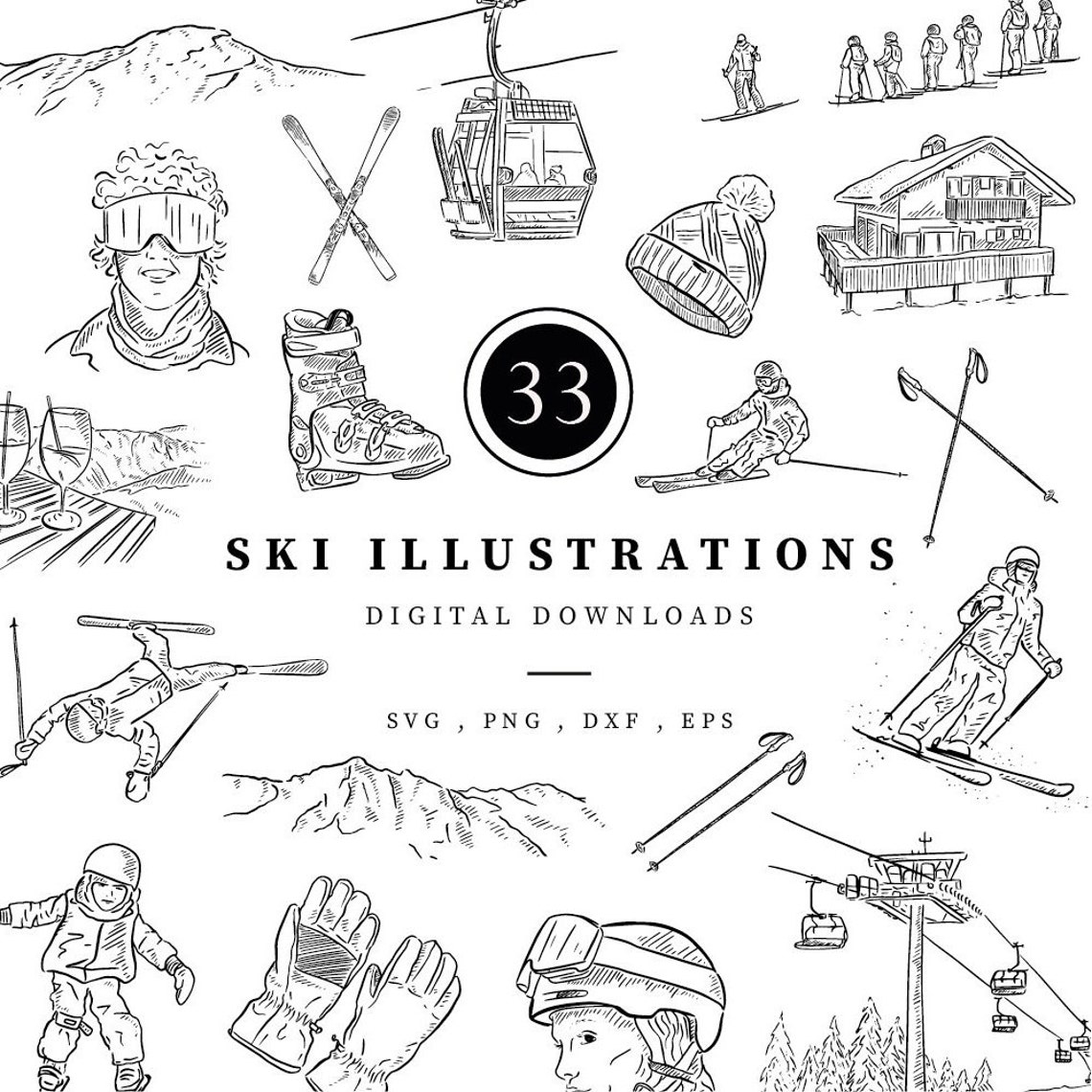 Ski Clip Art, Ski Clipart, Apres Ski, Illustrations, digitaler Download ...