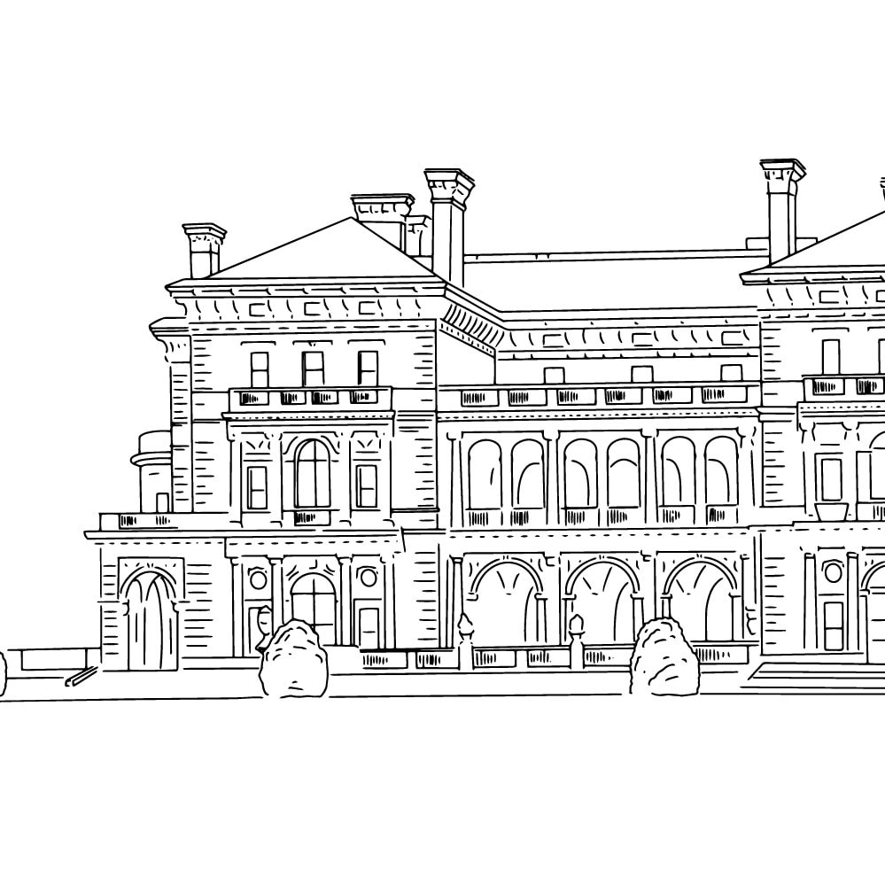 The Breakers Clipart, USA Mansion Illustration, Instant Download Line ...