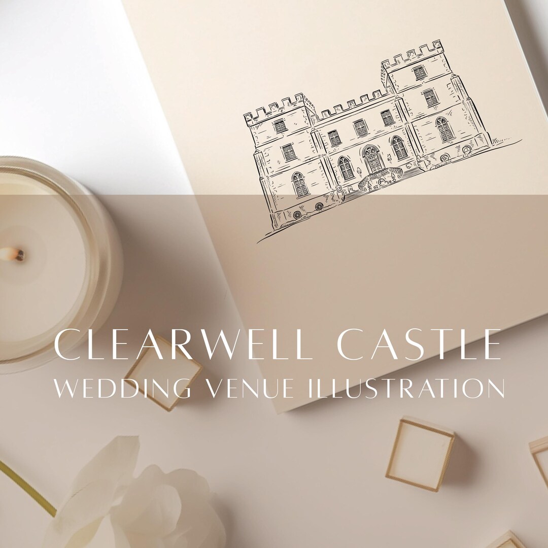Clearwell Castle Drawing, Digital Line Art, Vector, Wedding Venue ...