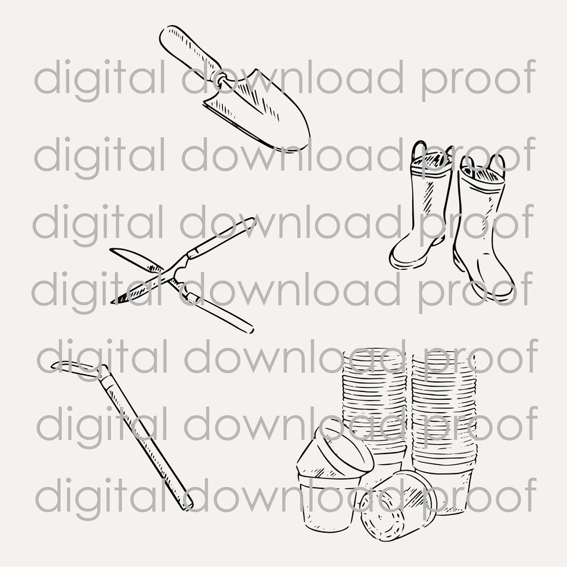 Gardening Clipart Garden Digital Downloads Png Svg Dxf & - Etsy