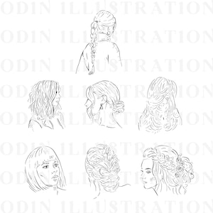 Hair Salon Illustration Bundle, Hairdresser Digital Download, Line ...