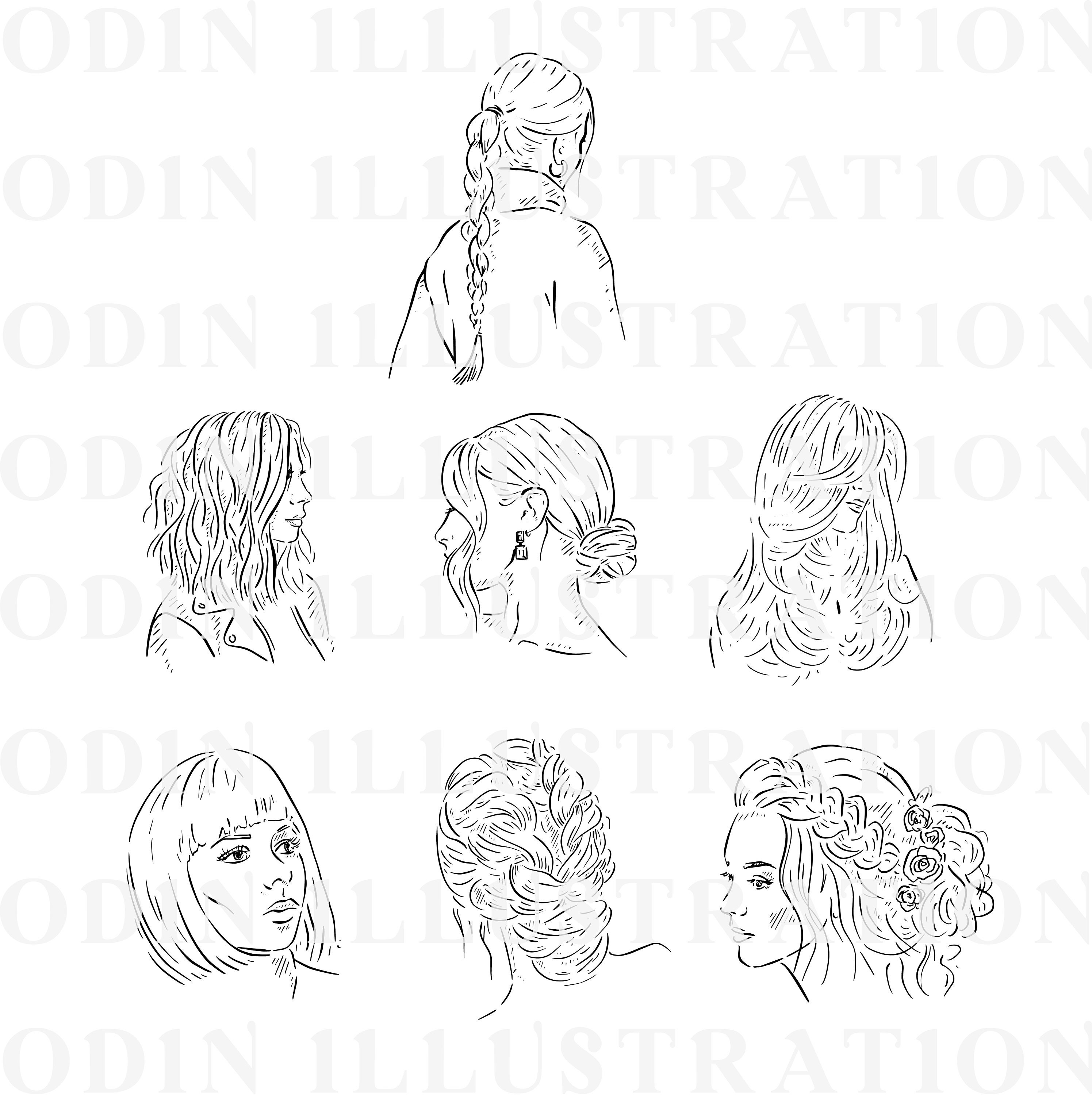 Hair Salon Illustrations Digital Download Line Drawn Clipart Diy