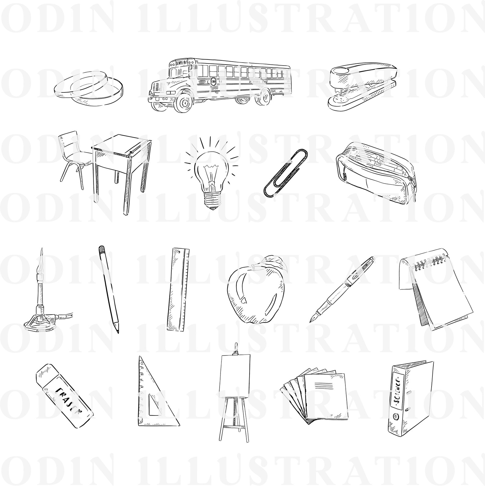 School Black and White Clip Art Vector, Craft Digital Download ...