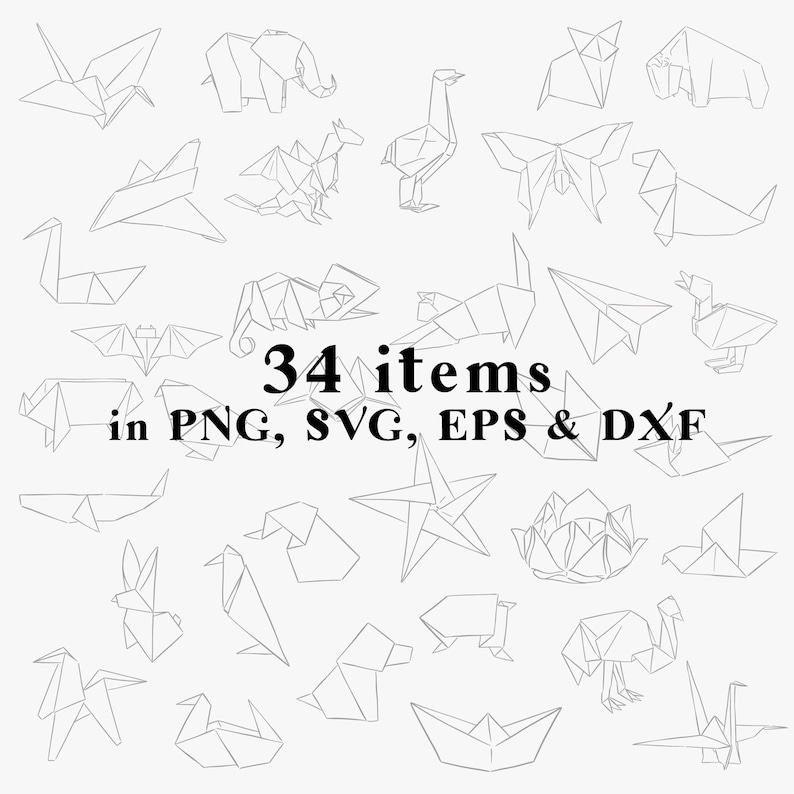 Origami Clip Art, DIY Wedding Sign, Paper Crane Digital Download ...