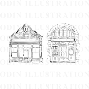 Shop Front Illustrations, Digital Download Buildings, Line Drawn Clip ...