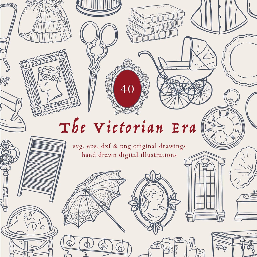 Victorian Clipart Bundle, Vintage SVG Art, Digital Download, Antique ...