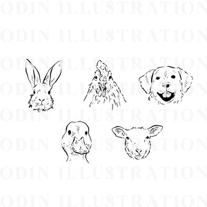 Farm Animals Digital Clip Art, Digital Illustration Downloads, 20 Png ...