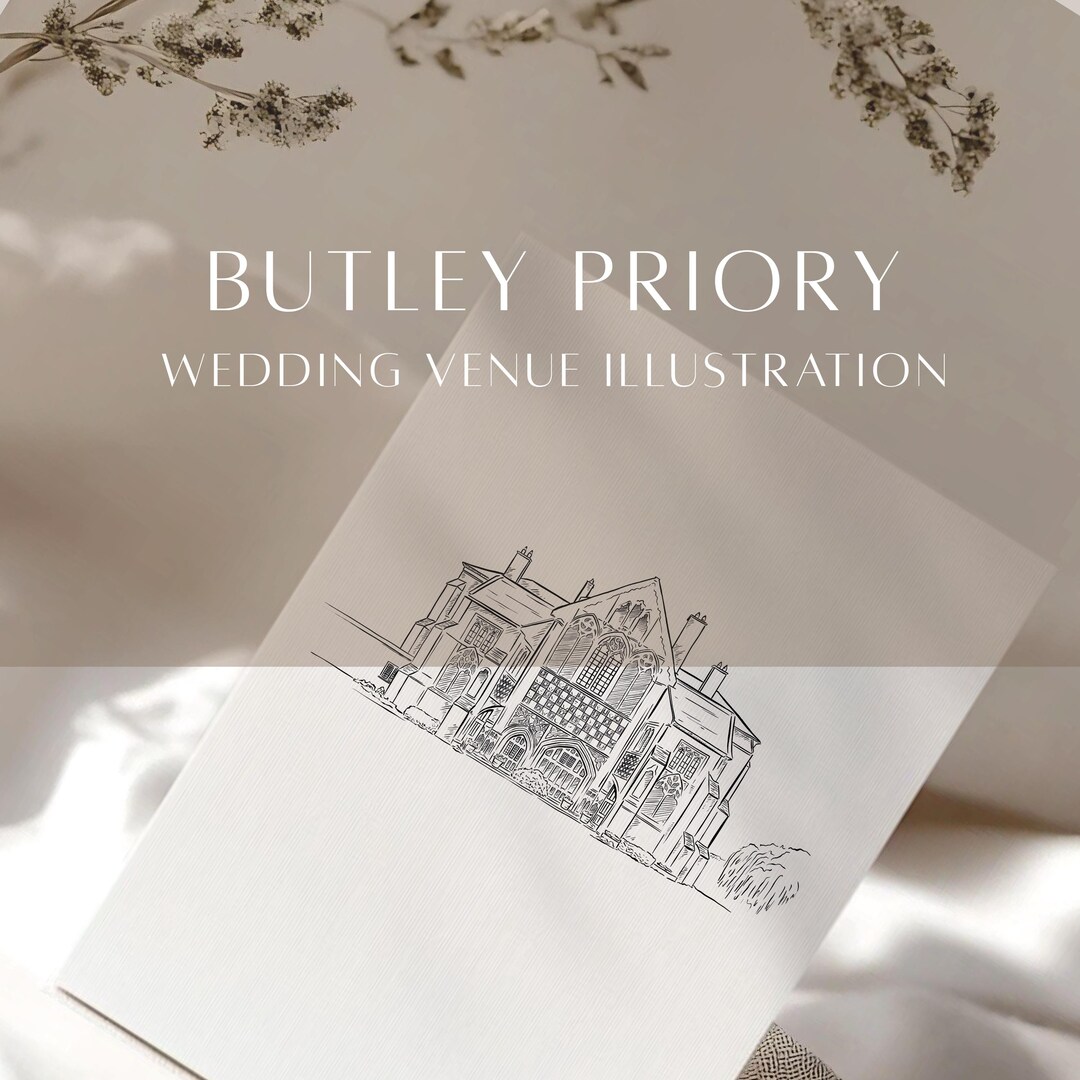 Butley Priory Sketch, Wedding Venue Illustration,digital Line Drawing ...