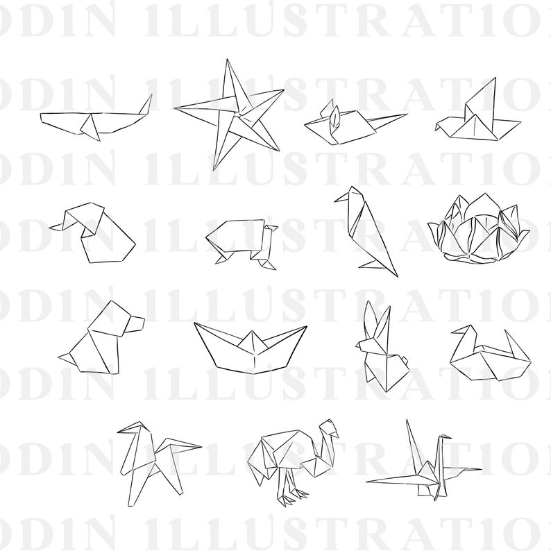 Origami Clip Art, DIY Wedding Sign, Paper Crane Digital Download ...