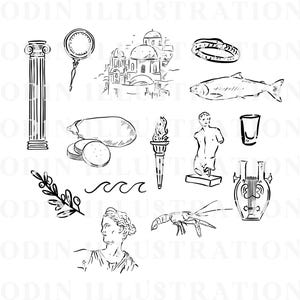 Greek Wedding Line Drawn Clipart, 50 Png, Svg, Dxf Eps Files at 300 Dpi ...
