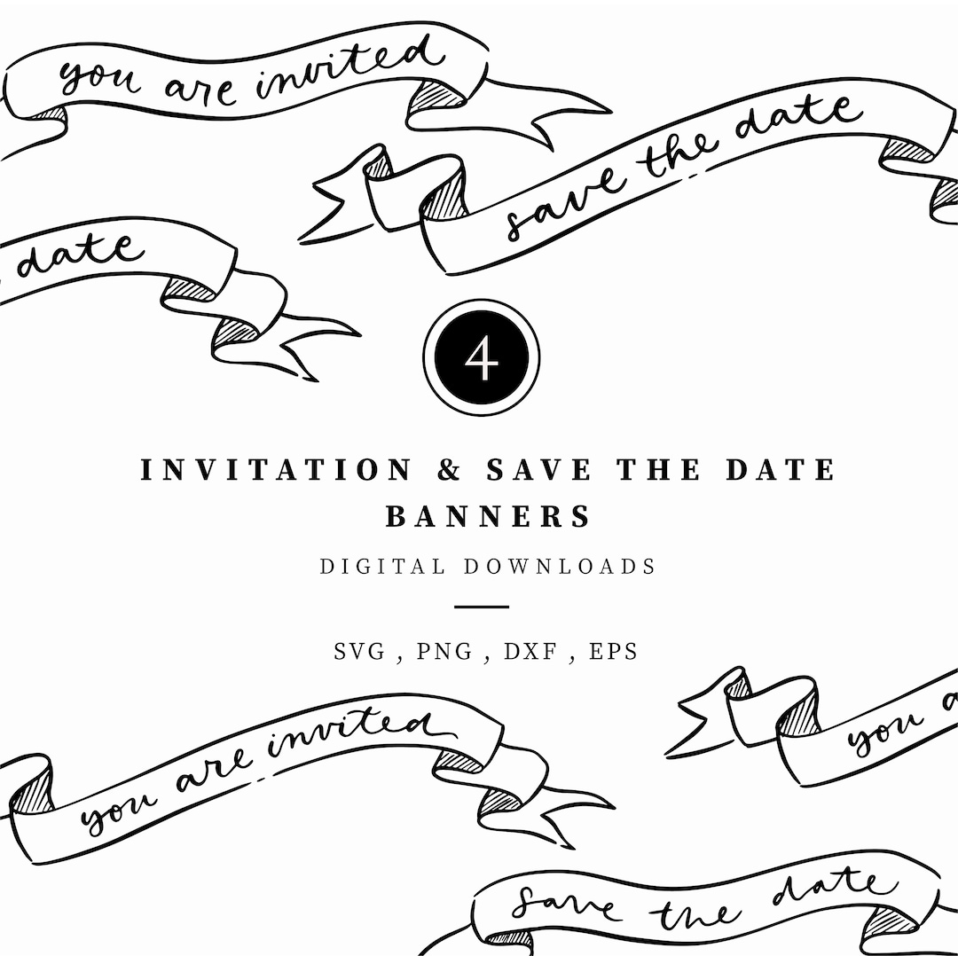 Invitation Ribbon Banner Clipart, Downloadable Save the Date Clipart ...