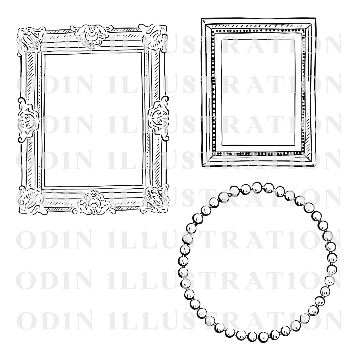Vintage Frames Clipart, Hand Drawn Frames Clipart, Border Clip Art ...