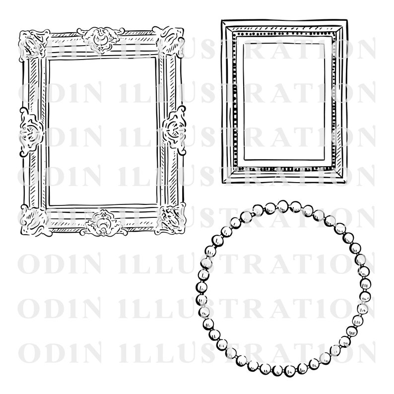 Vintage Frames Clipart, Hand Drawn Frames Clipart, Border Clip Art ...