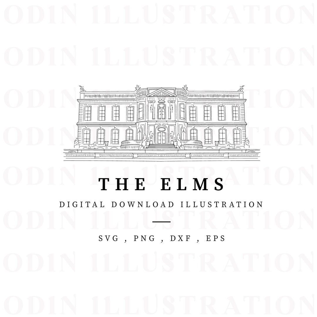 The Elms Clip Art, USA Mansion Illustration, Instant Download Line ...