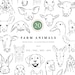 Farm Animals Digital Clip Art, Digital Illustration Downloads, 20 Png ...