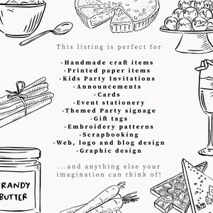 Christmas Food Line Art Clipart Bundle, Christmas Clipart SVG - Hand ...