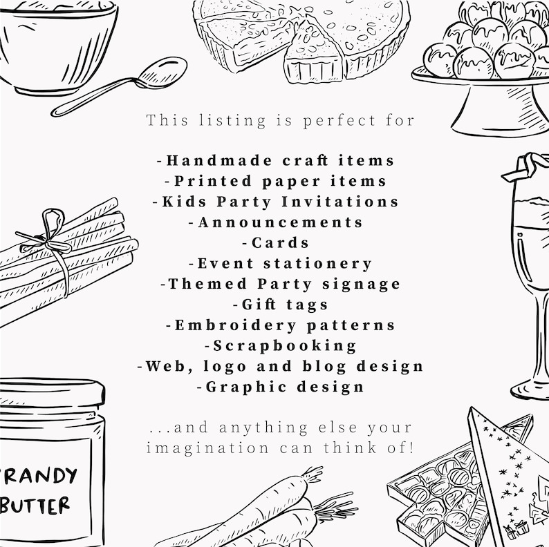 Christmas Food Line Art Clipart Bundle Christmas Clipart SVG - Etsy