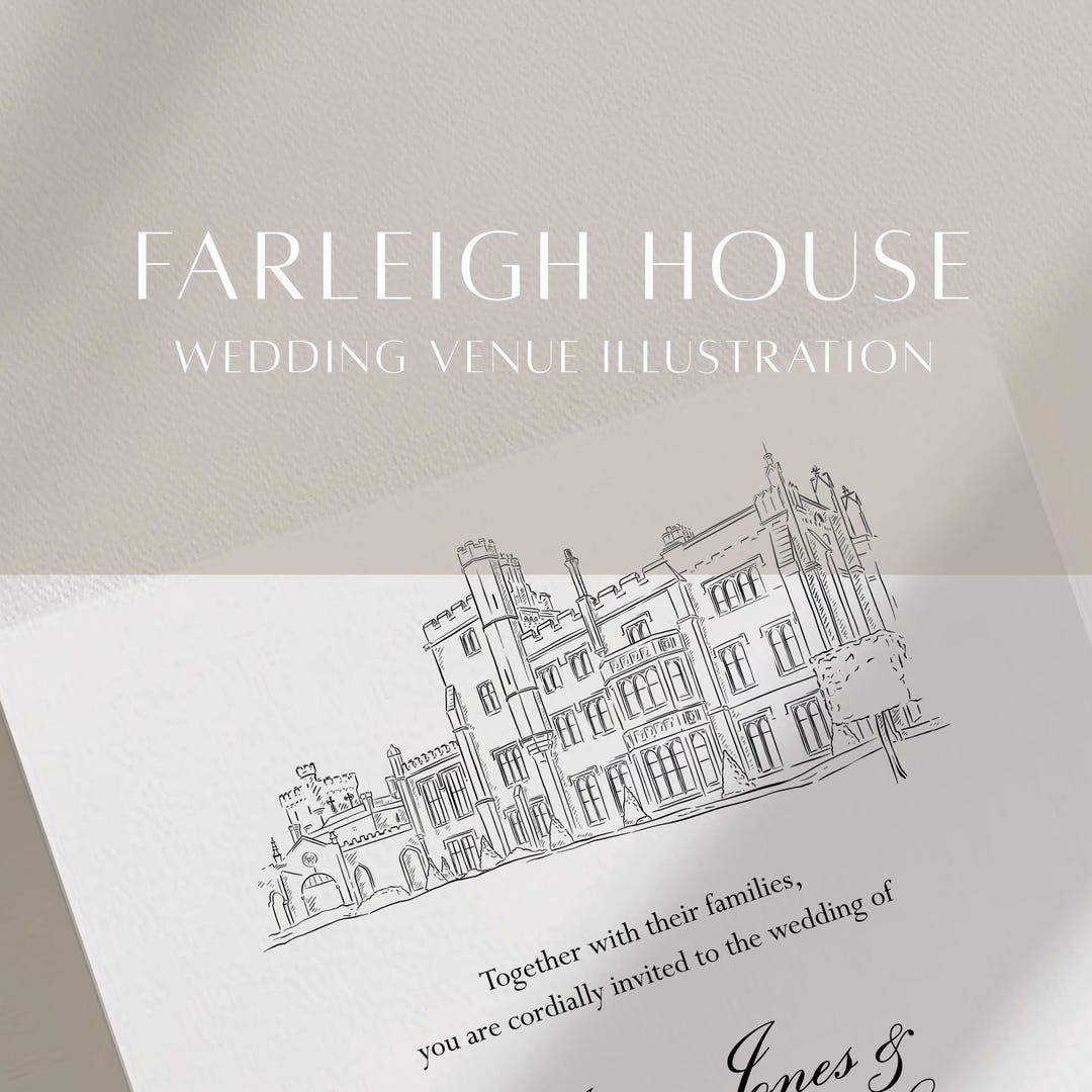 Farleigh House Drawing, Digital Line Art, Vector, Wedding Venue ...