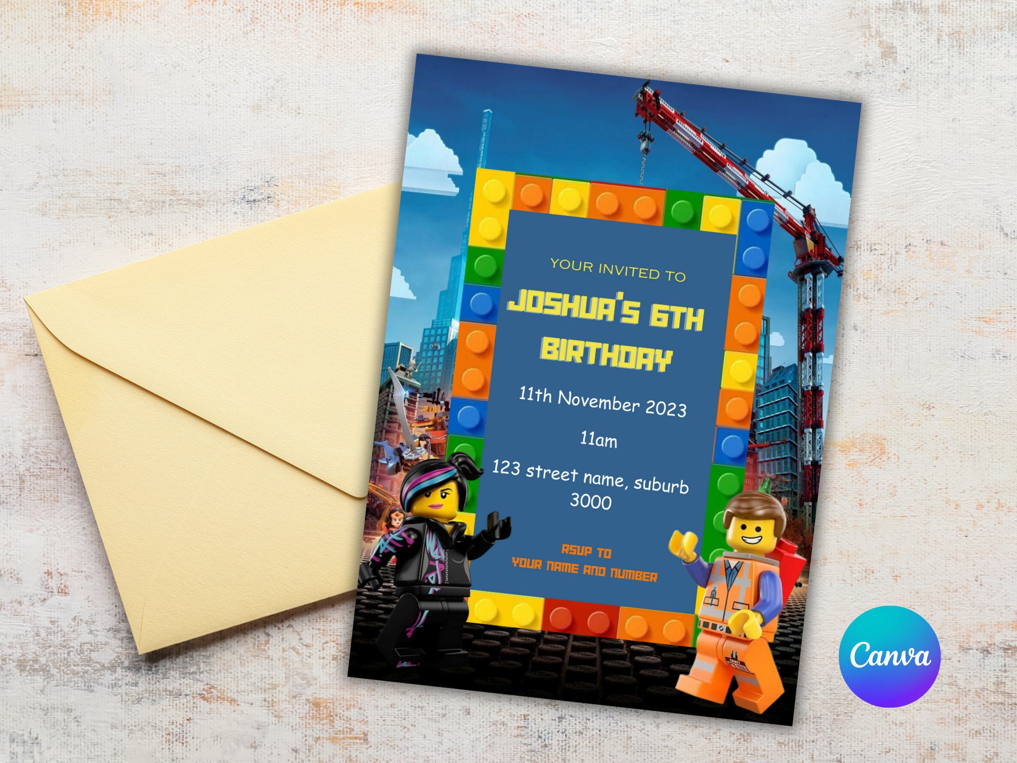 Building Blocks Birthday Invitation, Kids Party Invitation, Editable ...