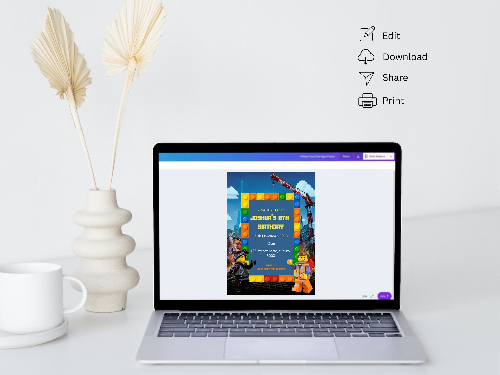 Building Blocks Birthday Invitation, Kids Party Invitation, Editable ...