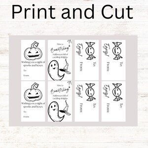 Halloween Gift Tags Printable, Minimalist, Ghosts and Witches, Favor ...