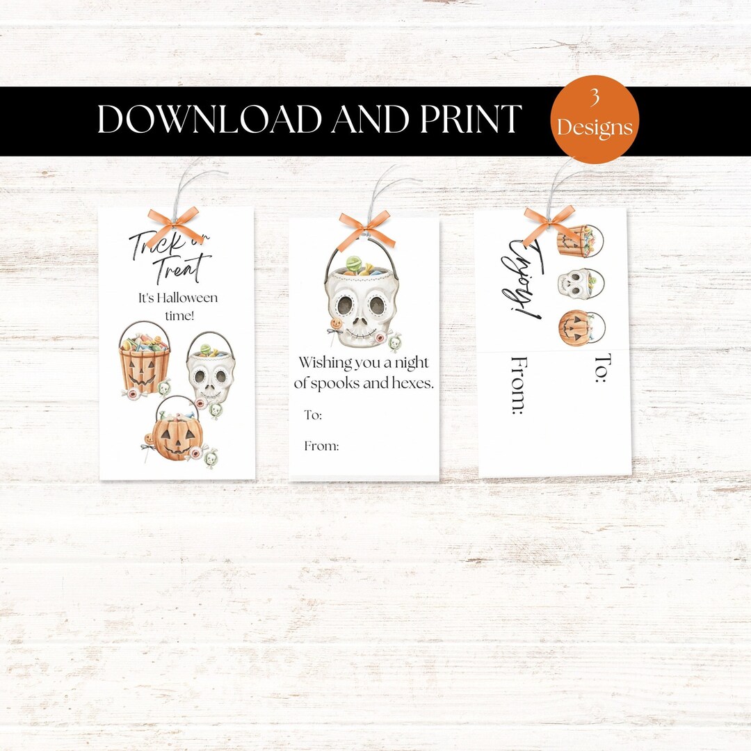 Halloween Gift Tags Printable, Trick or Treat, Spooky Candy (PDF) - Etsy