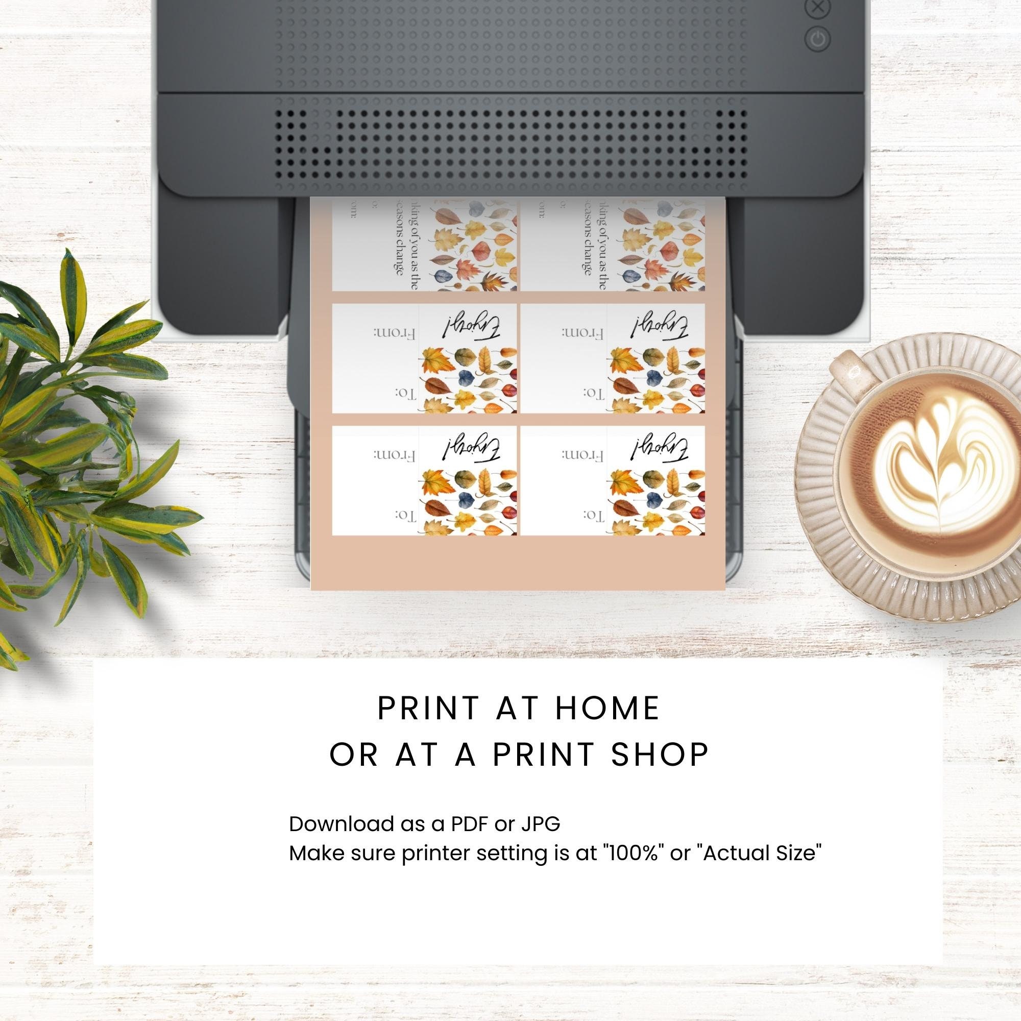 Fall Leaves Gift Tags, Printable to and From, Autumn Floral, Gratitude ...