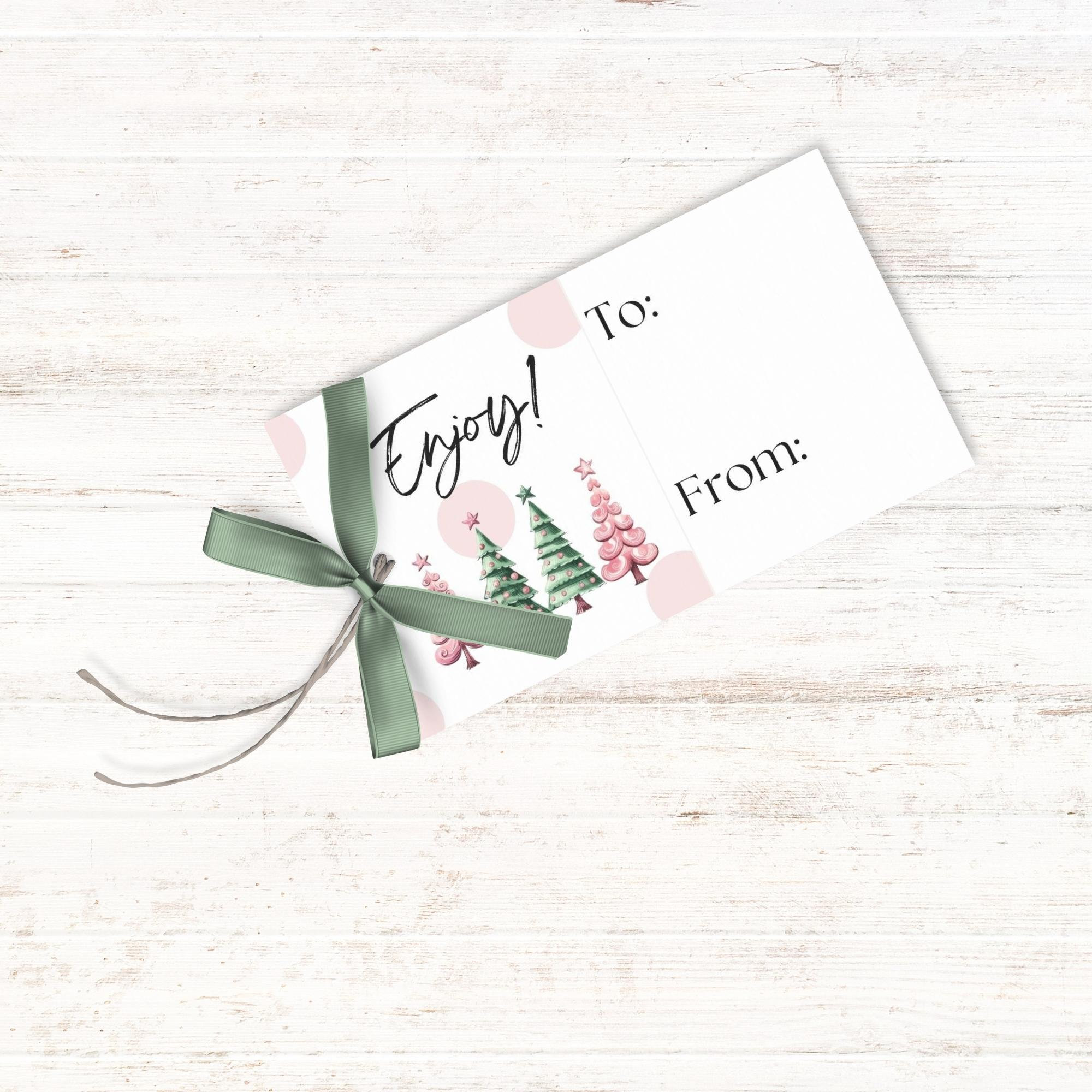 Printable Pink Christmas Gift Tags, Printable to and From, Modern ...