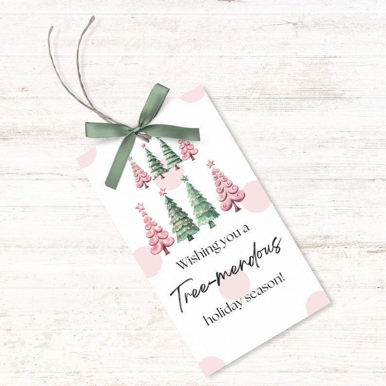 Printable Pink Christmas Gift Tags, Printable to and From, Modern ...