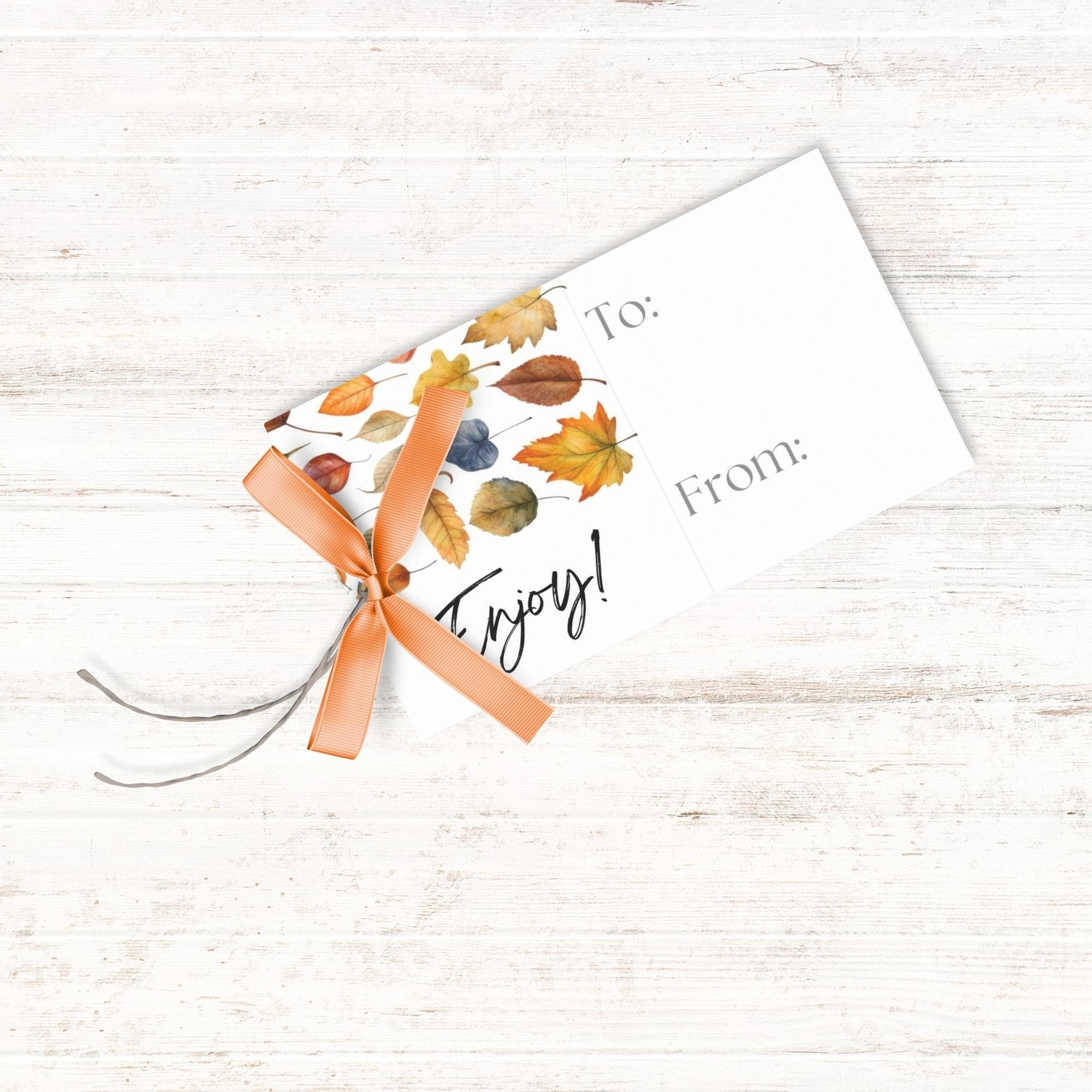 Fall Leaves Gift Tags, Printable to and From, Autumn Floral, Gratitude ...