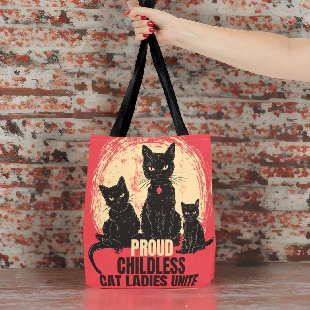Feminist Tote Bag, Liberal Gift, Childless Cat Lady Tote Bag, Leftist ...