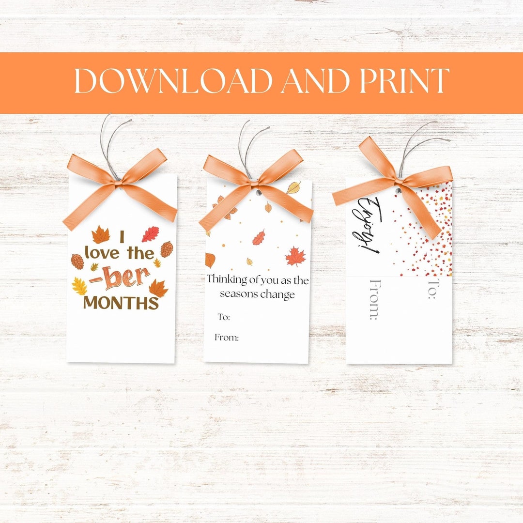 Thanksgiving Gift Tags Printable, Autumn, Fall Leaves, Favor Tags ...