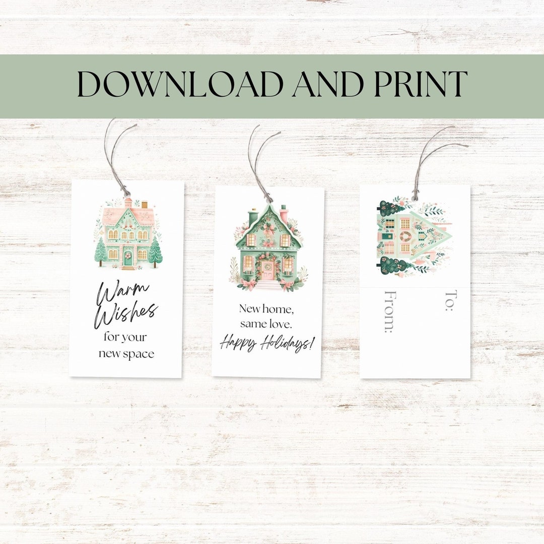 Printable Christmas Gift Tags, Printable to and From, New Home, Holiday ...