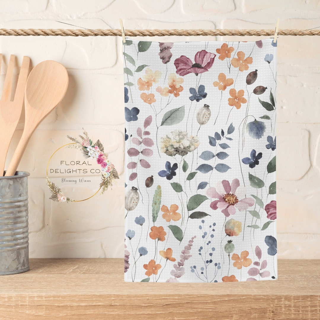 Wildflower Garden Tea Towel | Cottagecore Tea Towel Floral Kitchen ...