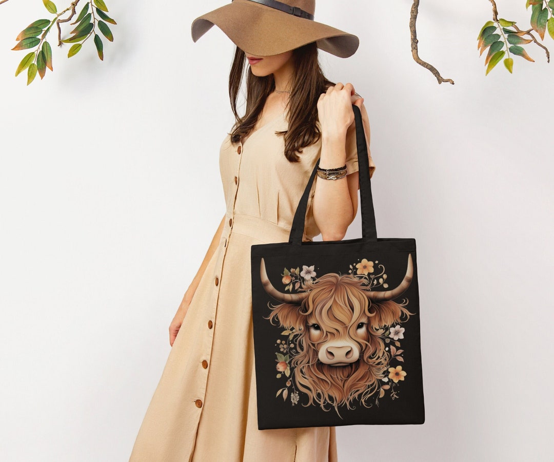 Highland Cow Tote Bag | Cute Tote Bag | Cow Diaper Bag | Library Tote ...