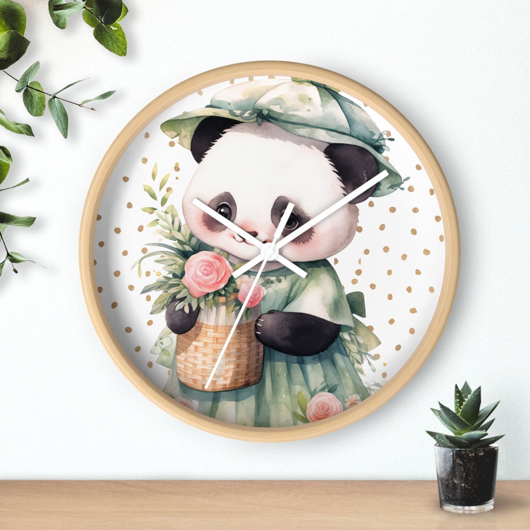 Panda Wall Clock | Animal Kids Wall Clock | Silent Movement Clock ...