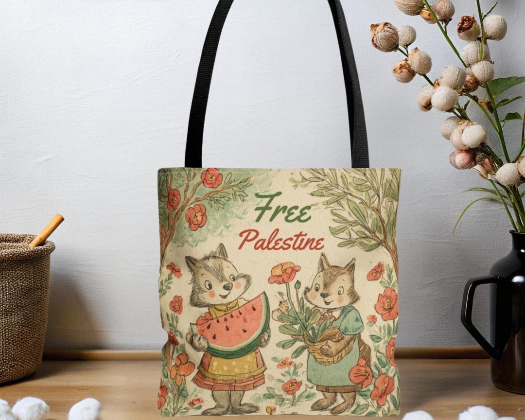 Palestine Tote Bag, Free Palestine Bear Canvas Bag, Support Palestine ...