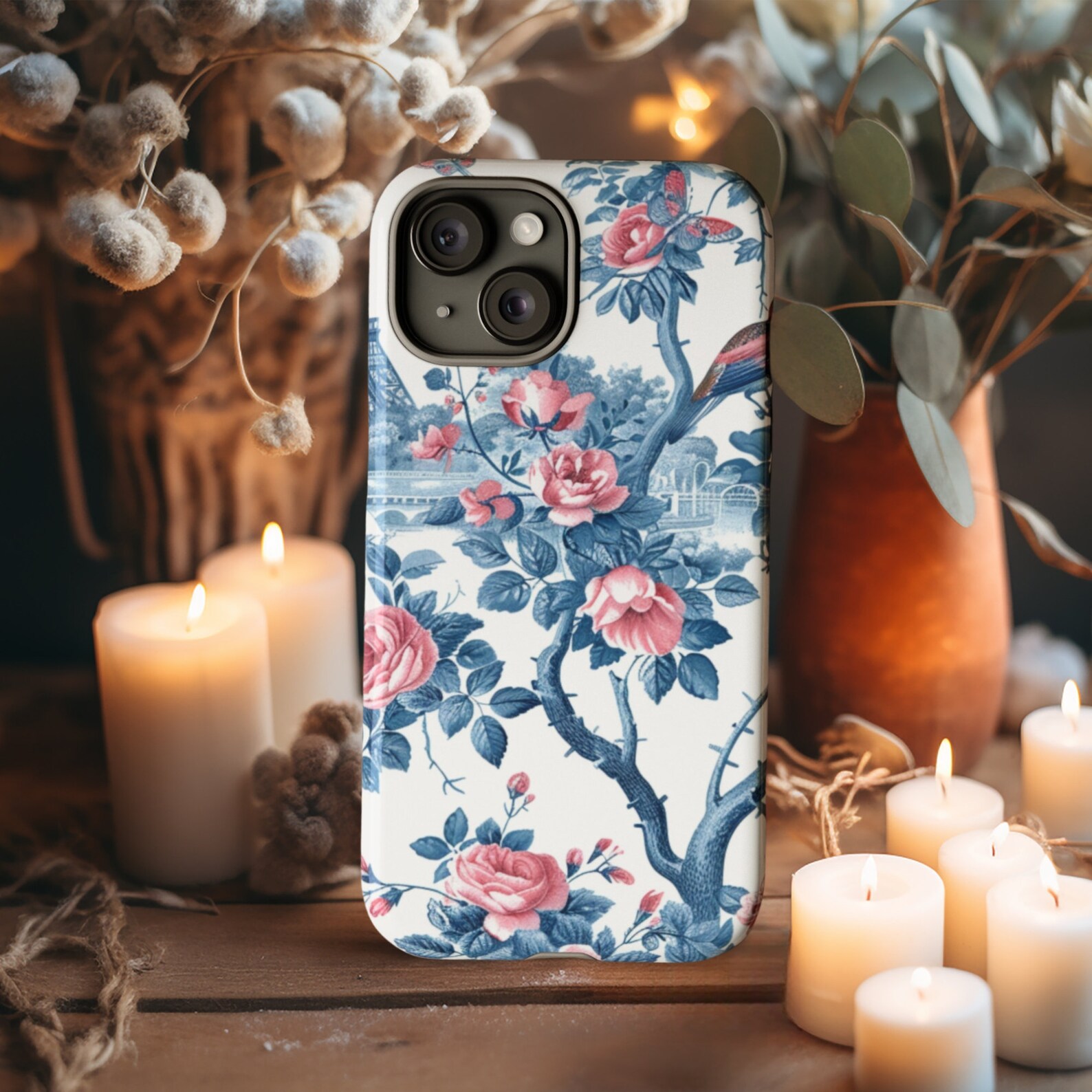 Toile Phone Case Blue Toile De Juoy Pattern French Country Chinoiserie ...