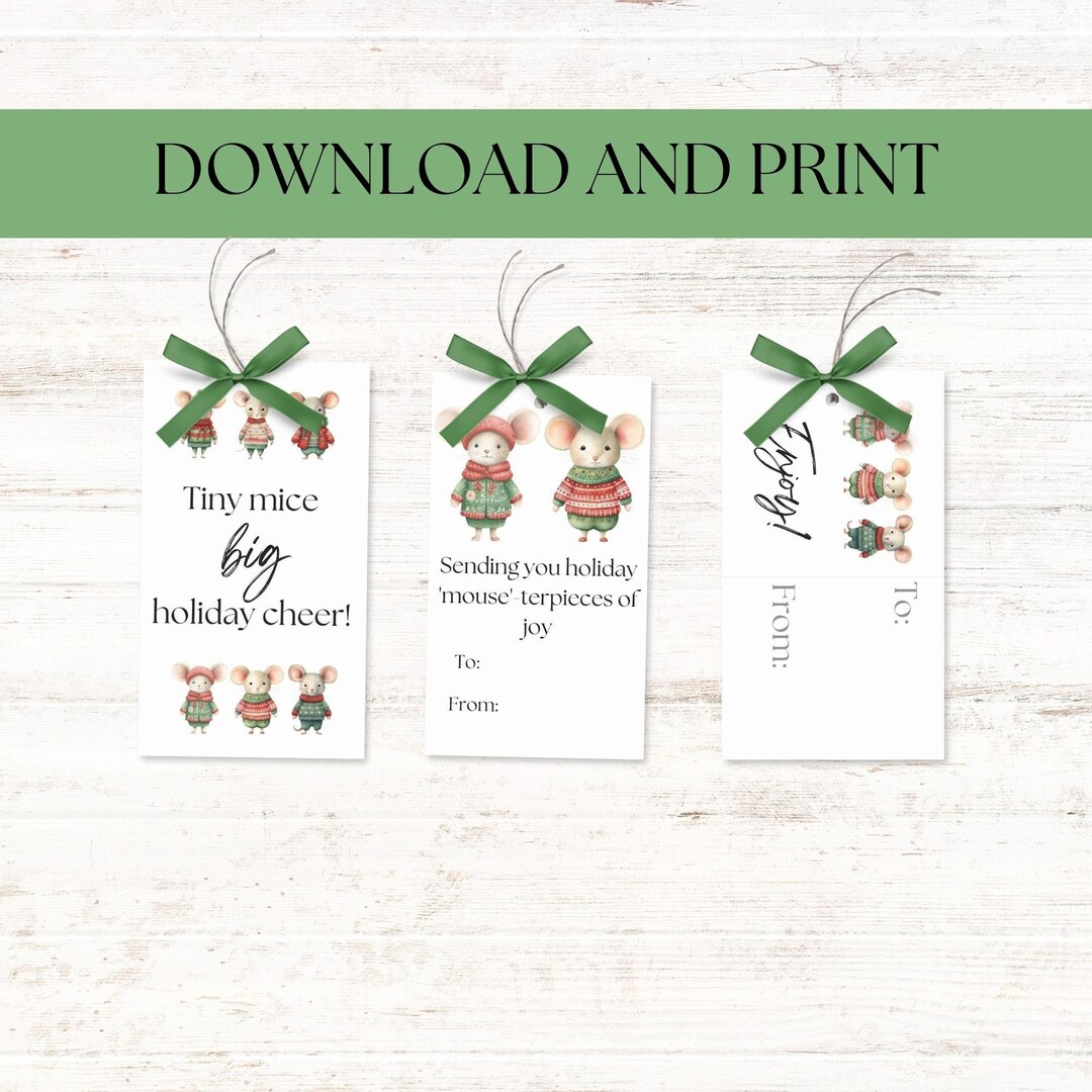 Printable Christmas Gift Tags Mice, Printable to and From, Christmas ...