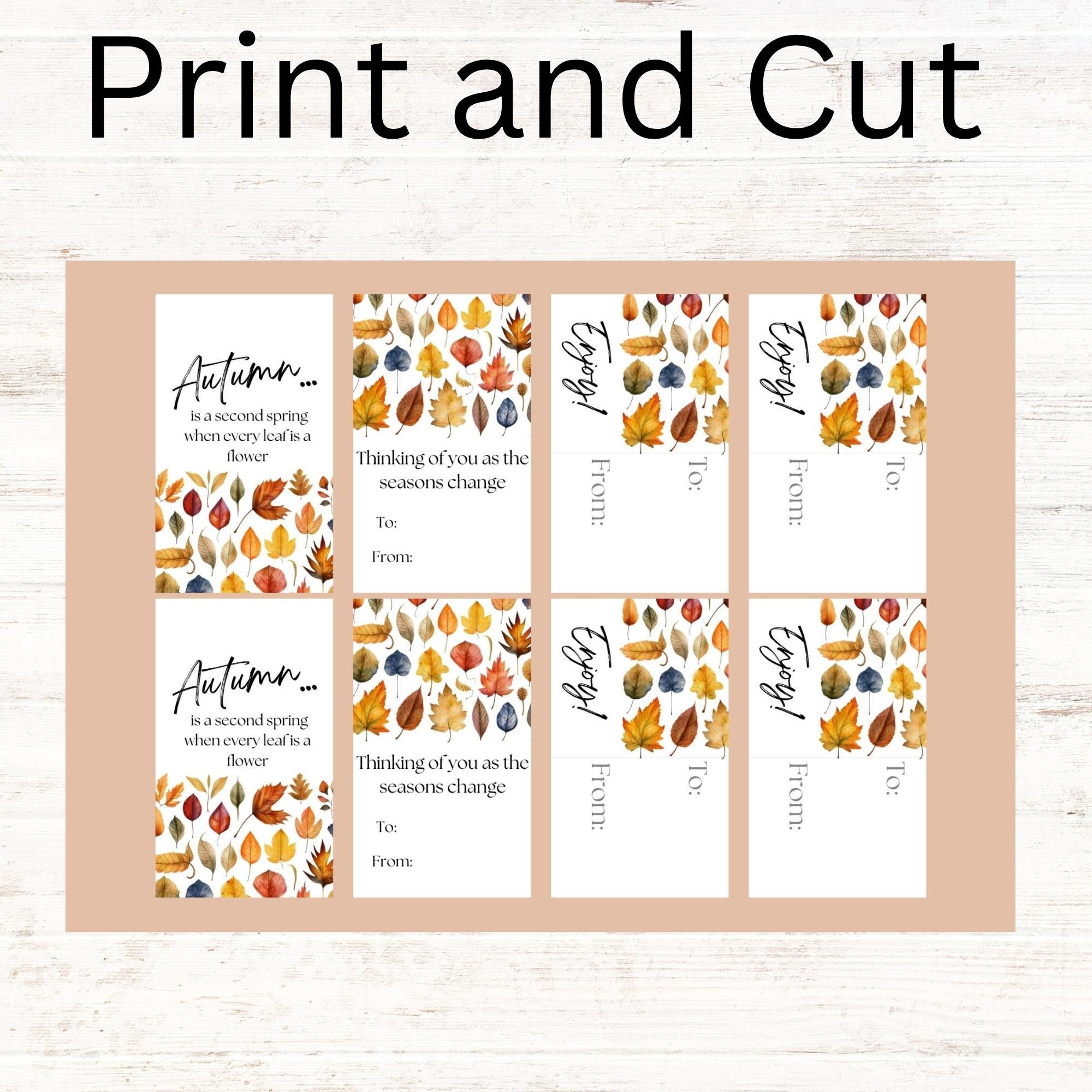 Fall Leaves Gift Tags, Printable to and From, Autumn Floral, Gratitude ...